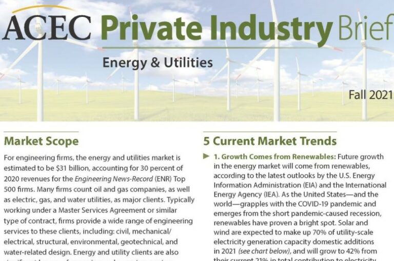Energy & Utilities Private Industry Brief – Fall 2021 – ACEC