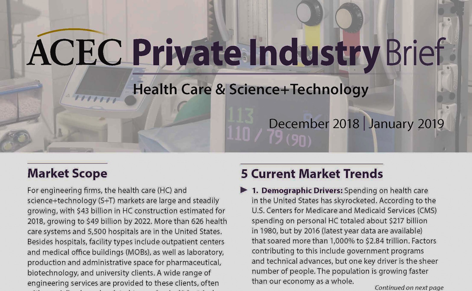 Health Care & Science + Technology Private Industry Brief – Winter 2019 – ACEC